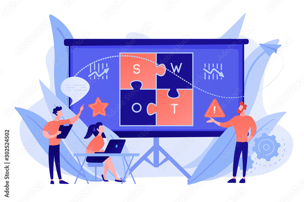 SWOT analysis team working on list of your opportunities, strategizing ...