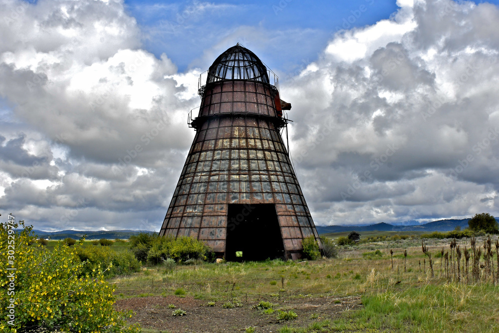 Old wood and sawdust Beehive furnace from bygone era, Seneca, Oregon ...