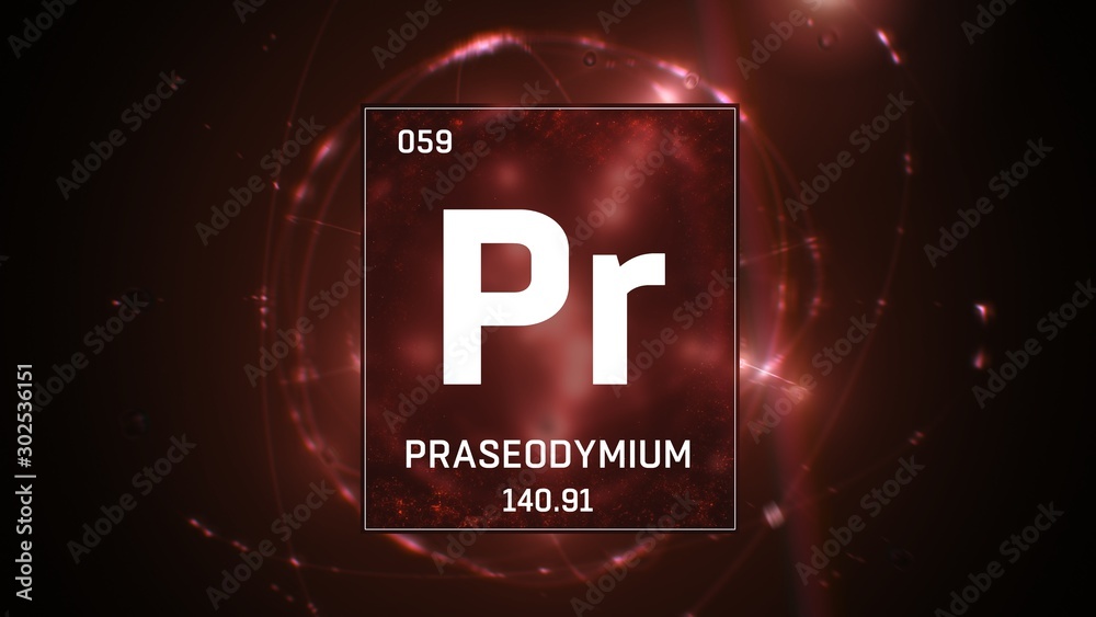 Illustrazione Stock 3D illustration of Praseodymium as Element 59 of ...
