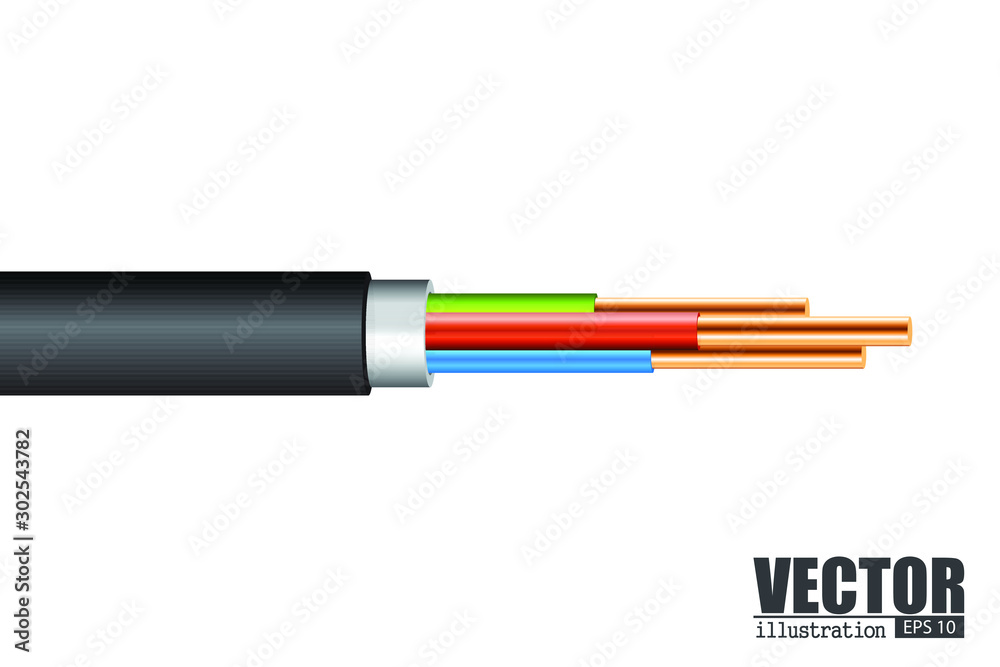 Electric cable vector illustration isolated on white background ...