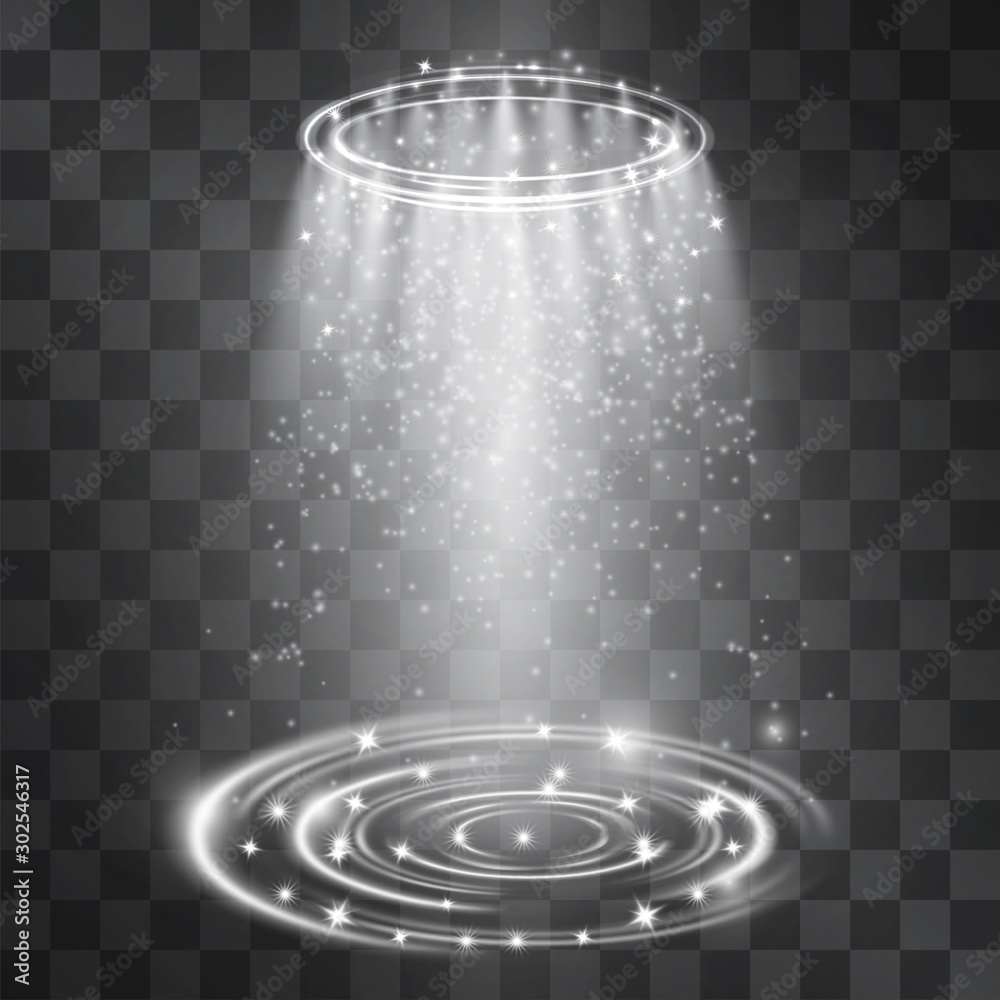 Silver light projector beams set. Glowing winner stage illumination ...