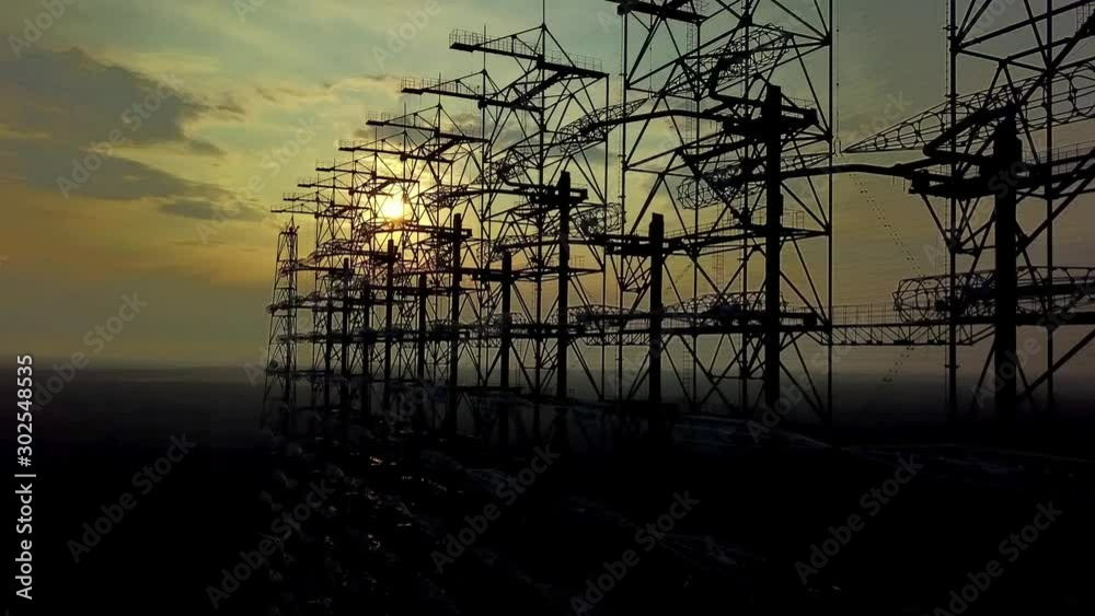 Aerial view c within the Chernobyl Exclusion Zone, Aerial view of Duga ...