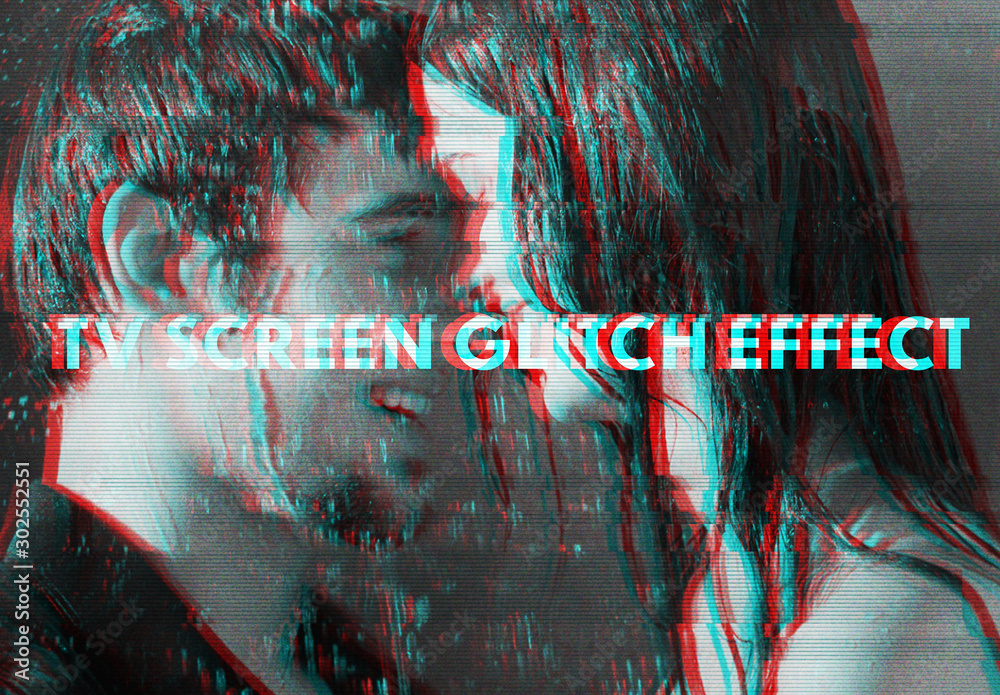 Movie Style Glitch Effect Mockup Stock Template | Adobe Stock