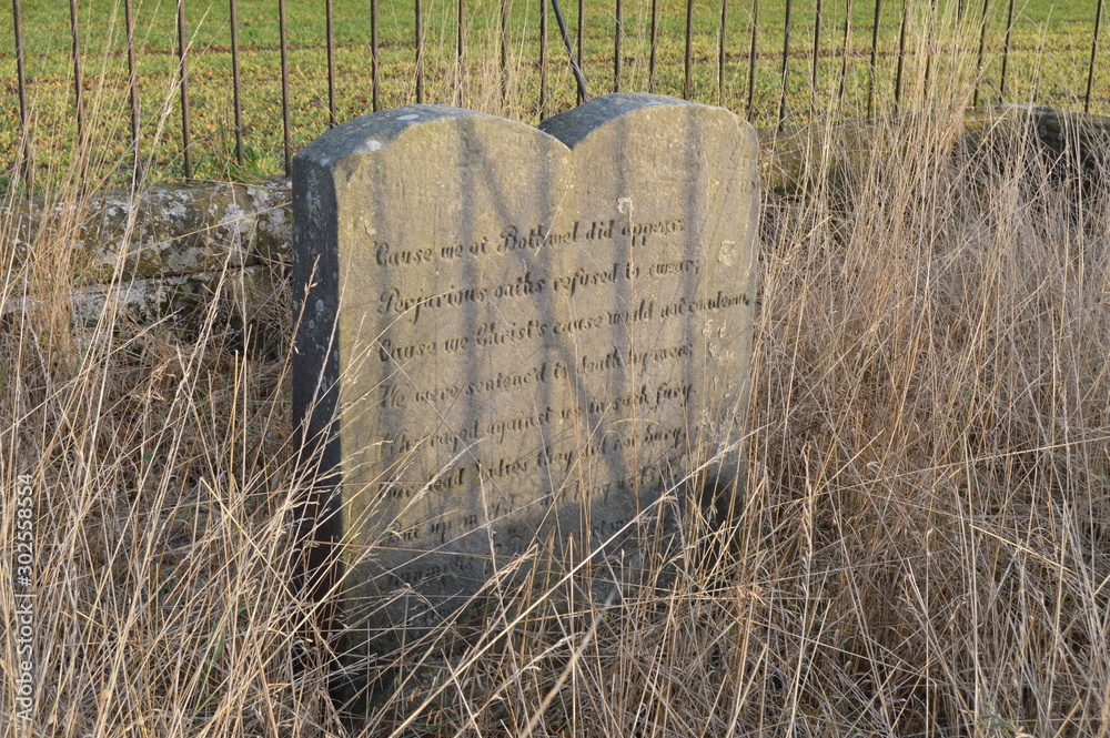 17th century grave of five Covenanters at Claremont Farm adjacent to ...