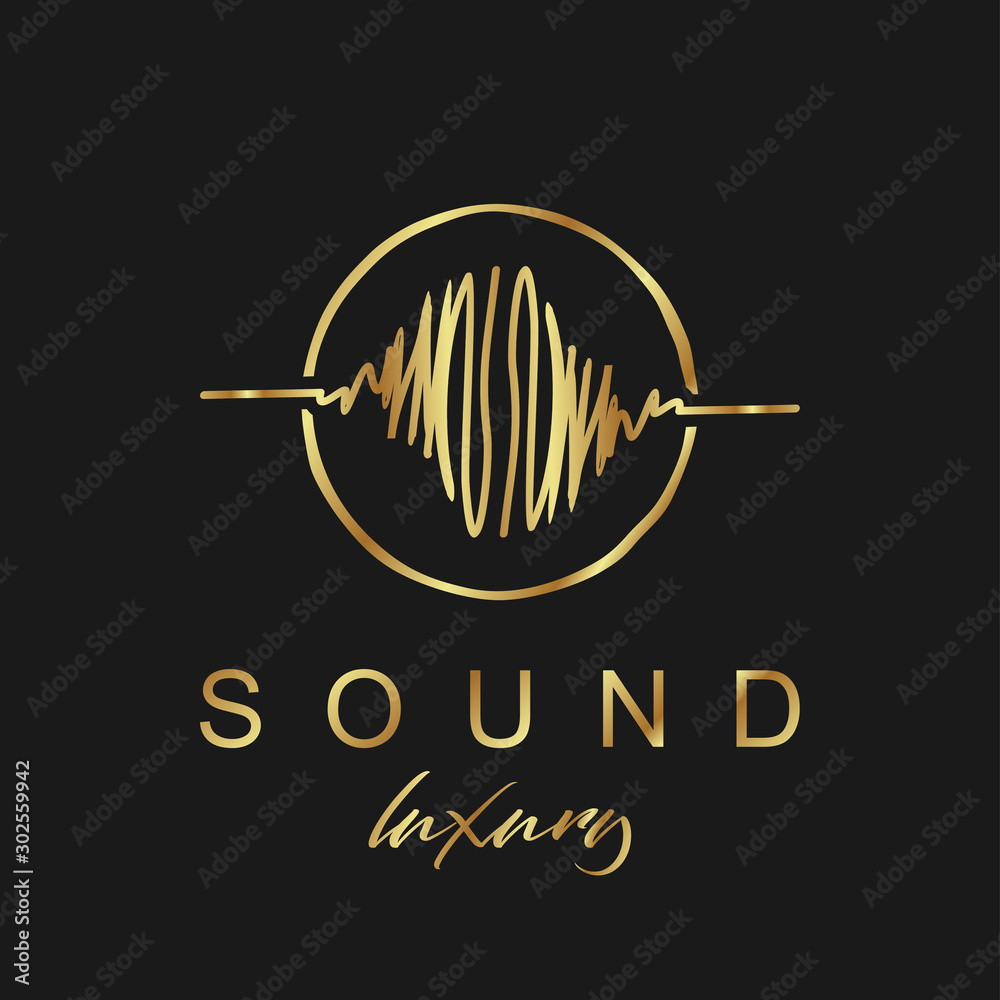 Sound wave beat spectrum modern luxury gold logo design Stock Vector ...