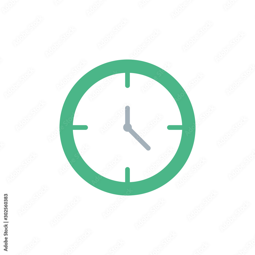 Isolated green clock icon flat design Stock Vector | Adobe Stock