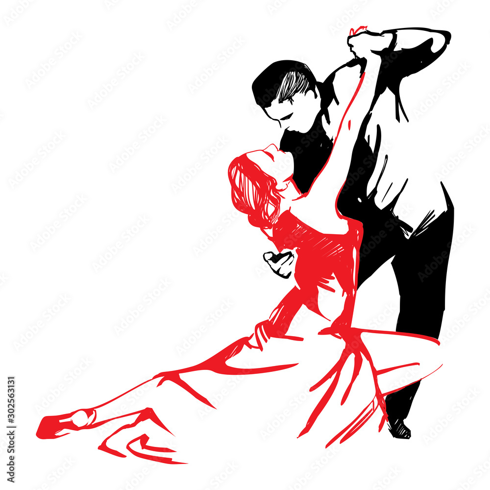 Couple dancing passionate dance. Suitable for argentine tango, samba ...