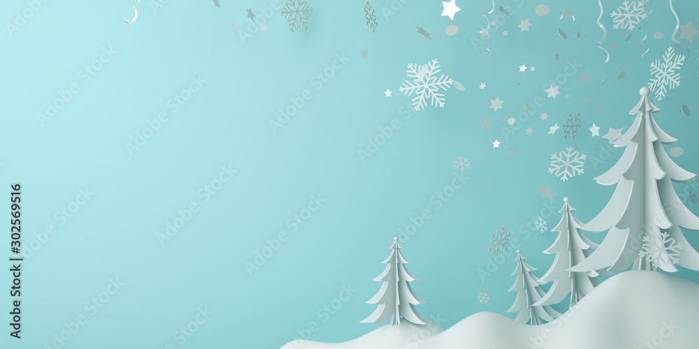 Winter abstract background design creative concept, snow icon, pine ...