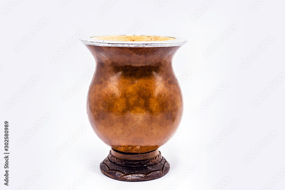 cup of mate, called chimarrão, from South America. White isolated ...