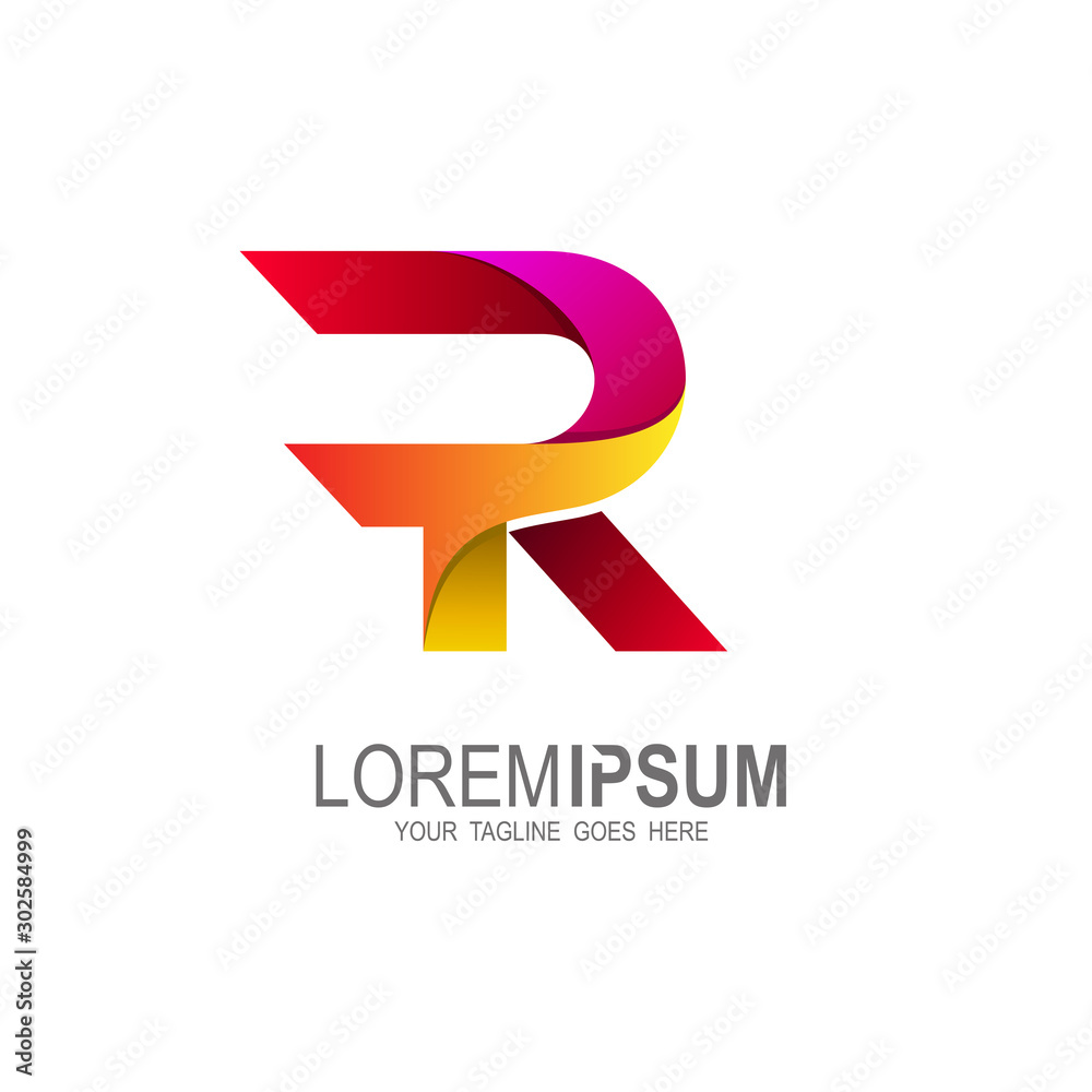 Letters RT, R&T logo, multi color letters icon vector template. Stock ...