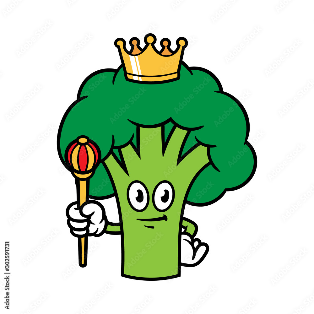 Cartoon King Broccoli Character Illustration Stock Vector | Adobe Stock