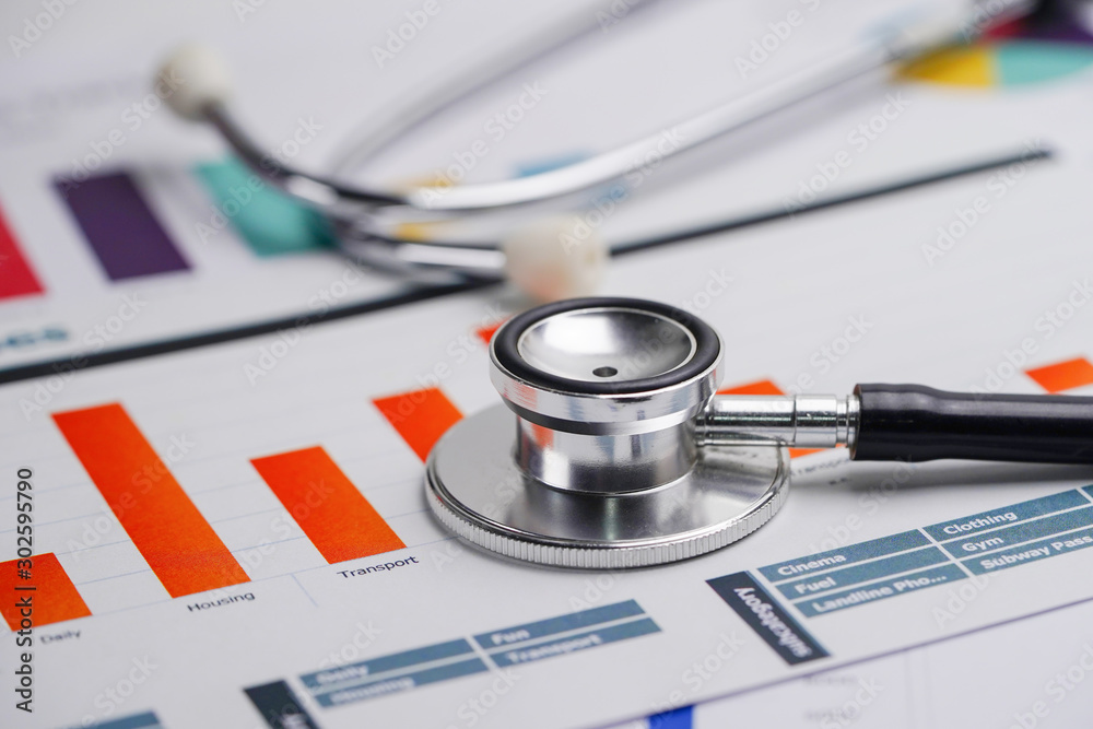 Stethoscope, Charts and Graphs spreadsheet paper, Finance, Account ...