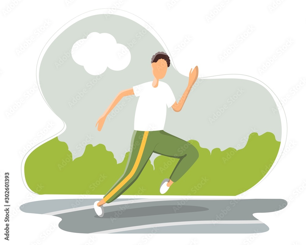 young man jogging outdoors in morning. Cute funny male athlete running ...