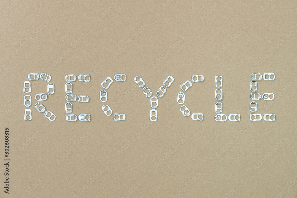 Flat lay typography of recycle and waste separation and sorting concept ...