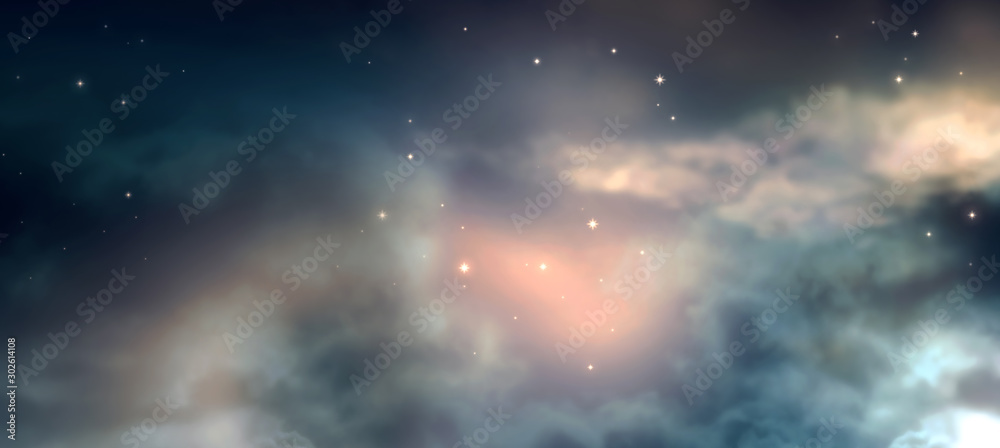 Fantasy futuristic astronomical background of magical deep night sky ...