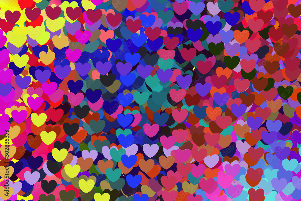 pretty multi colorful heart of love pattern. full frame mix many colors ...