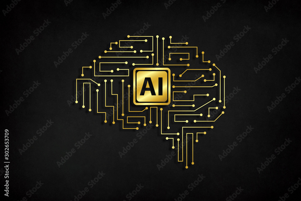Human brain and artificial intelligence concept design Stock ...