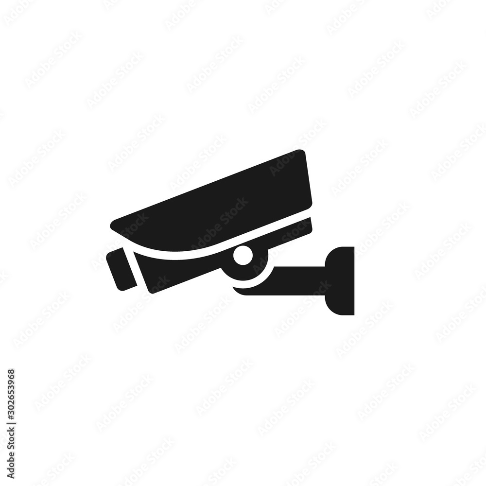 Video surveillance camera black vector icon. Cctv simple glyph symbol ...