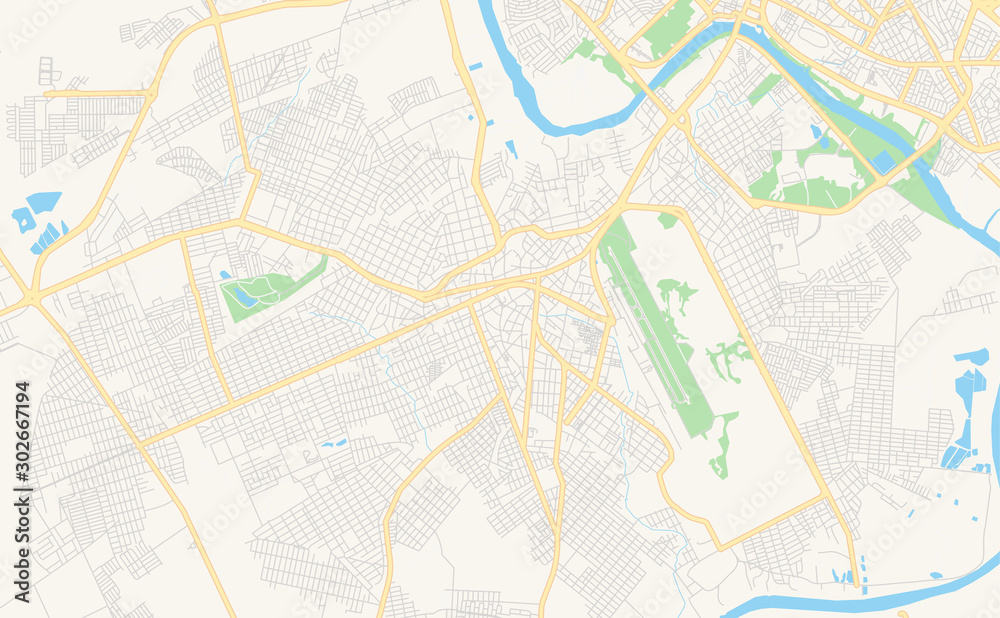 Printable street map of Varzea Grande, Brazil Stock Vector | Adobe Stock