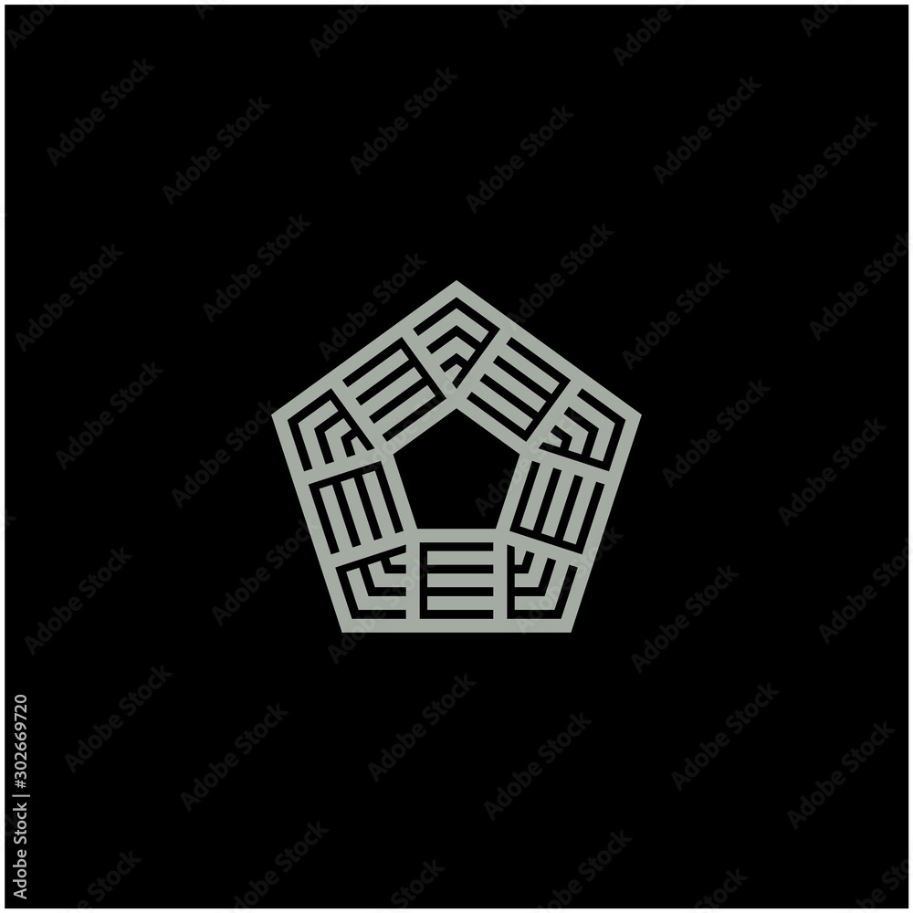 Pentagon Lines Building Shape Logo Design Stock Vector | Adobe Stock