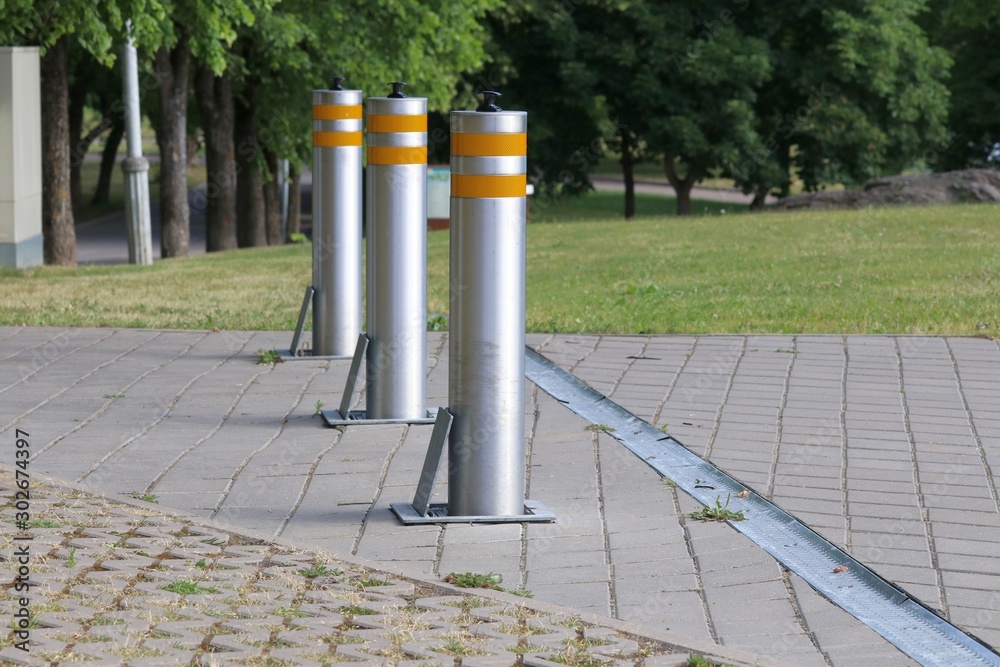 Brushed Steel Telescopic Security Post. Automatic security electric ...