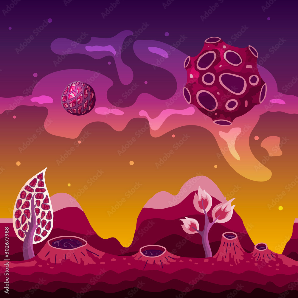 Vector seamless game background. Layered game interface design. Level ...