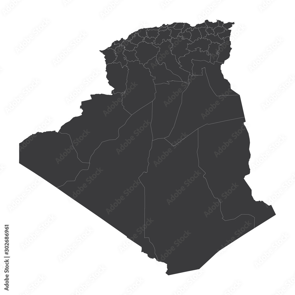 Algeria map on white background vector, Algeria Map Outline Shape Black ...