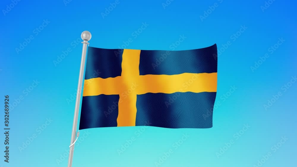 Vidéo Stock Sweden, flag of Sweden - national flag flying in the wind ...
