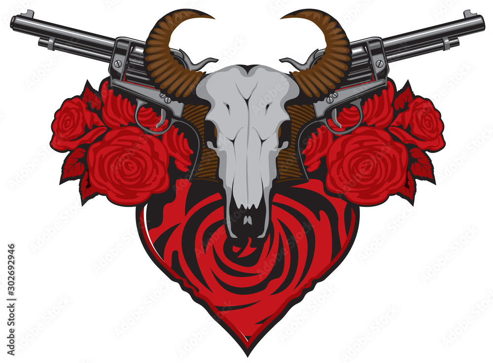 Vector banner on theme of love and death. Illustration with skull of ...