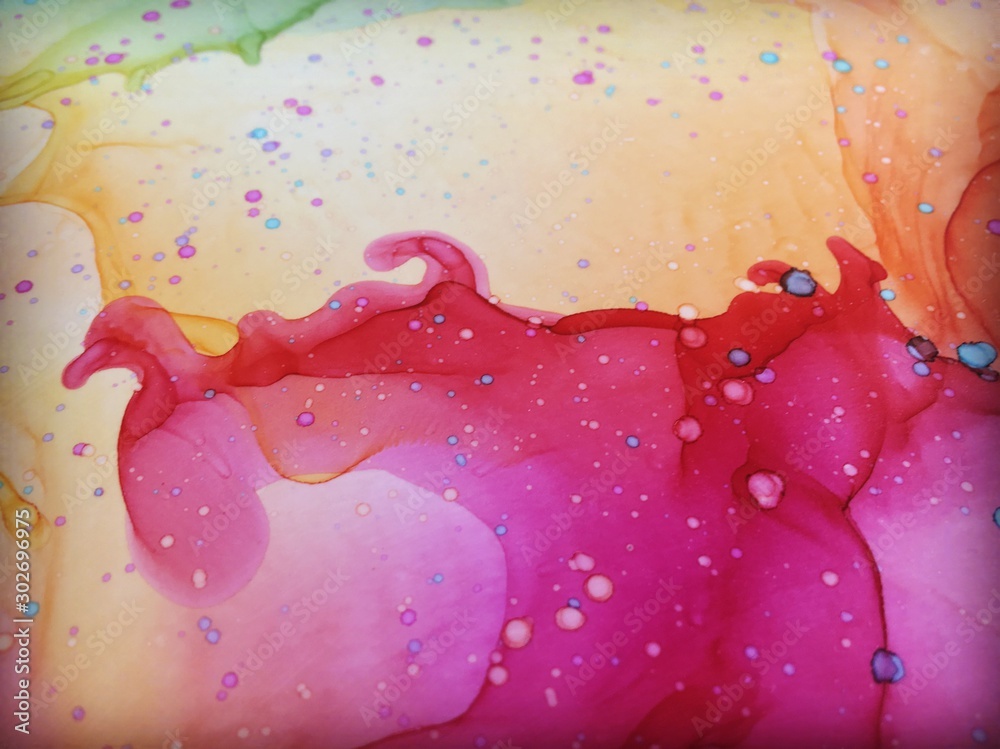 Rainbow Colors Ink Abstract Art on White Paper for Backgrounds ...