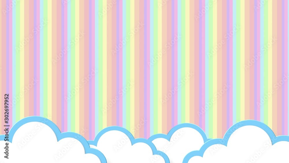 Blue sky full of clouds moving right to left. Cartoon sky animated ...