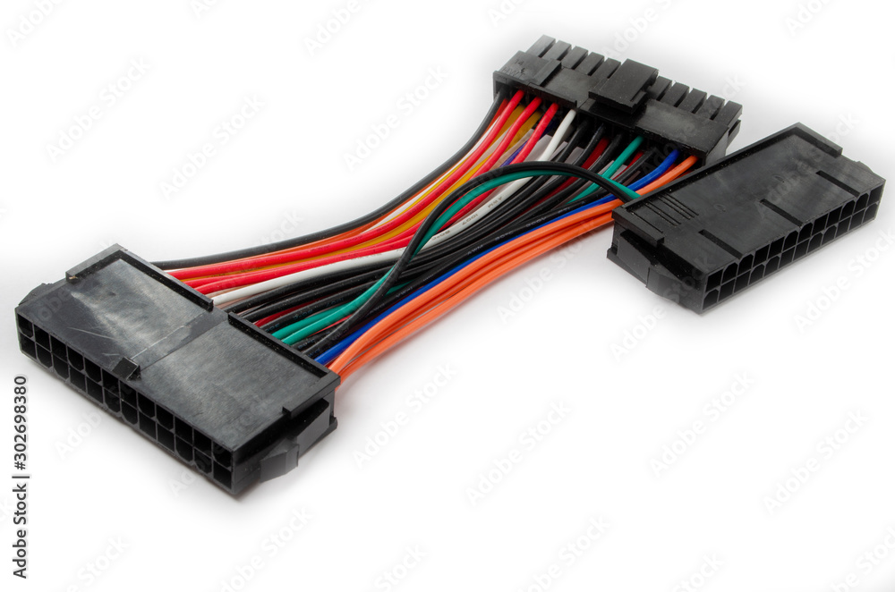 24 Pin dual PSU splitter power supply extension cable for ATX isolated ...