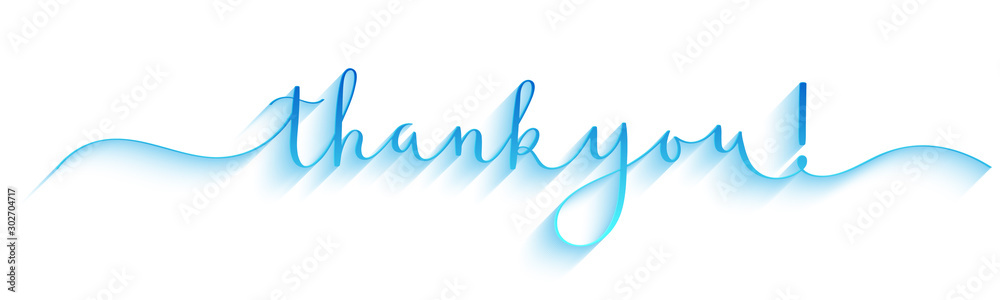 THANK YOU! blue vector brush calligraphy banner with swashes Stock ...