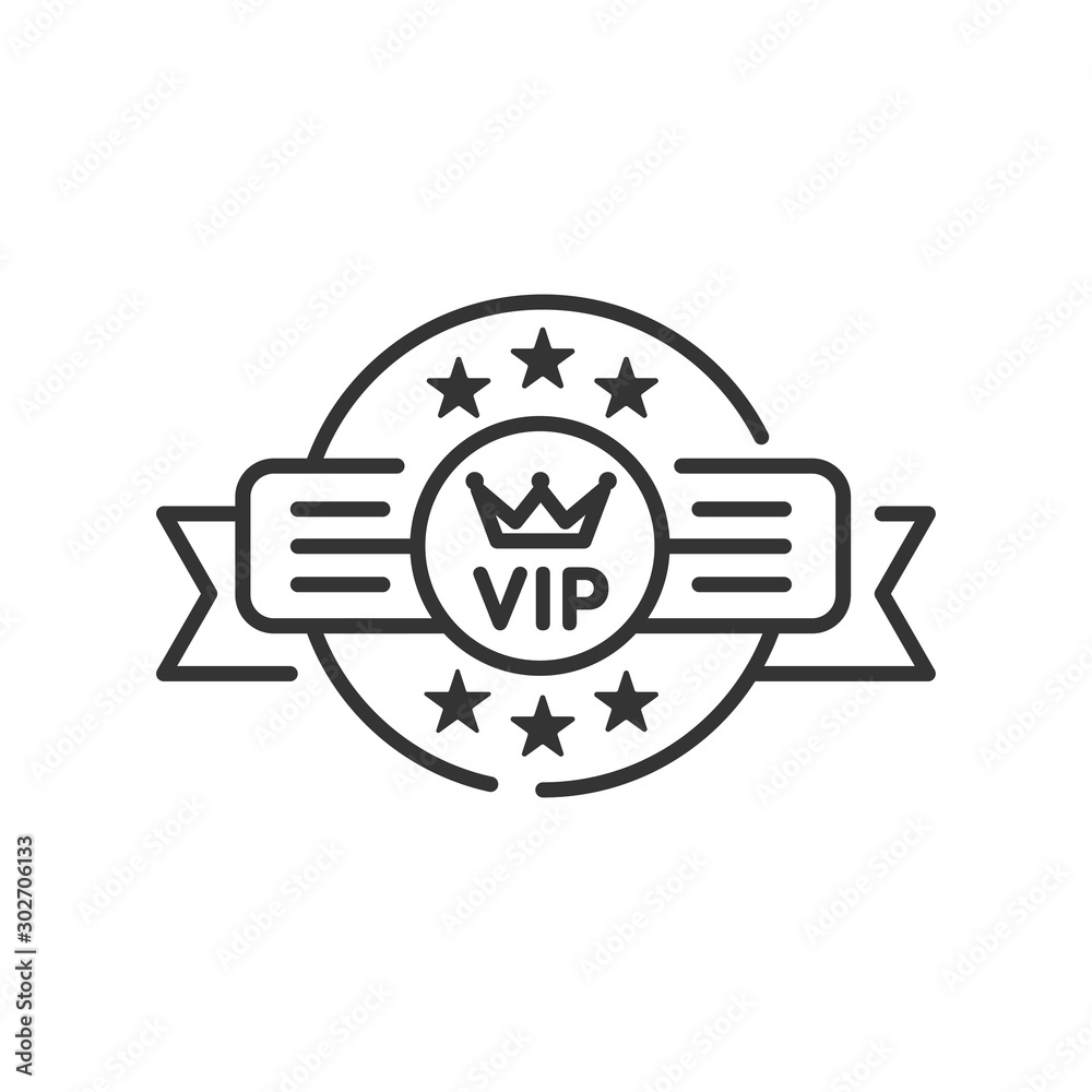 Vip emblem line black icon. Exclusive membership. Sign for web page ...