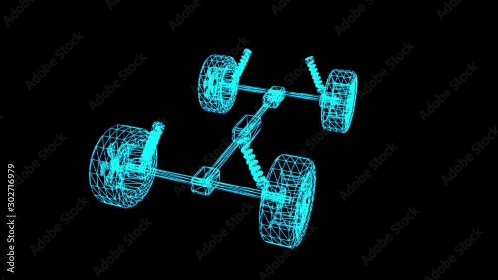 Chassis steering rack. Wireframe low poly mesh. Auto service repair car ...