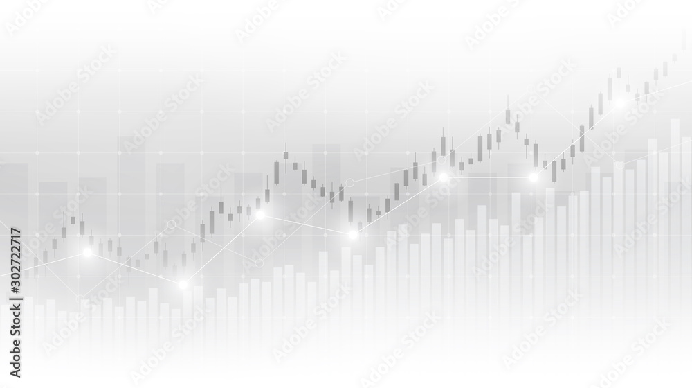 Abstract financial graph with uptrend line and bar chart of stock ...