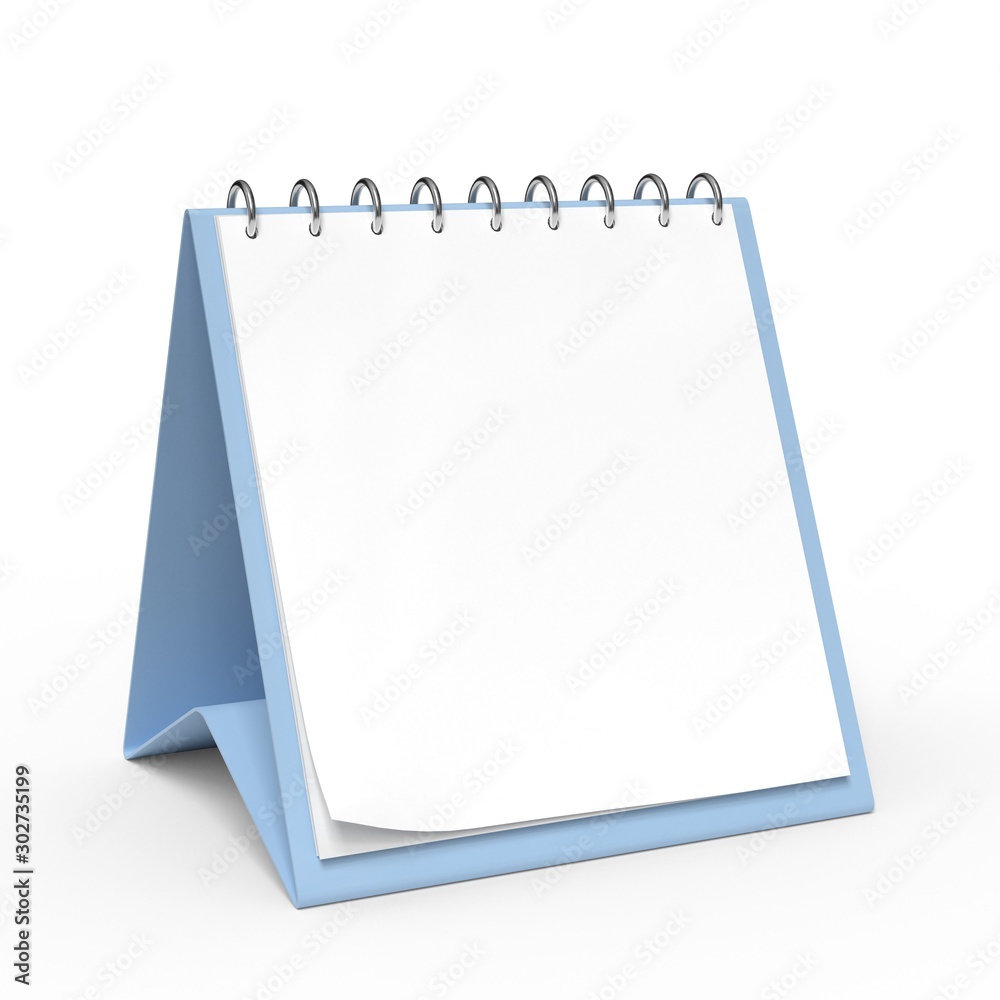 Blank table calendar. Mockup design concept. 3d render isolated on ...