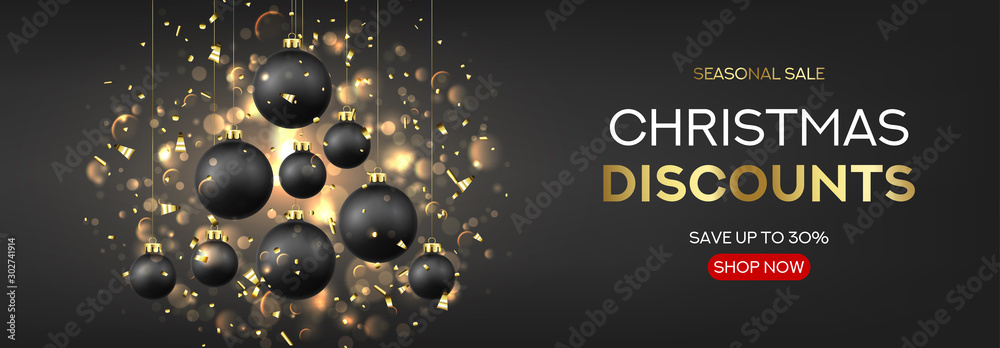 Christmas and New Year sale background. Holiday vector illustration ...