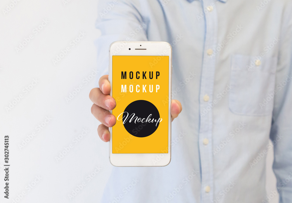 Hand Holding a Smartphone Mockup Stock Template | Adobe Stock