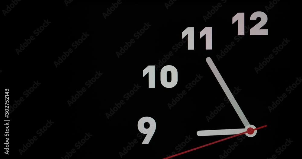 Timelapse or time lapse of clock on black background and movement of ...