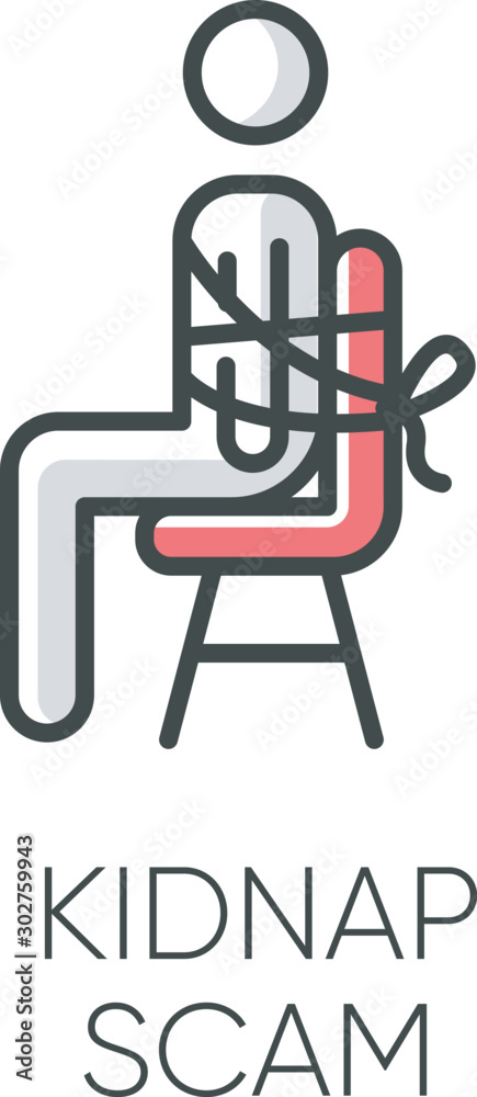 Kidnap scam color icon. Virtual kidnapping. Ransom money request ...