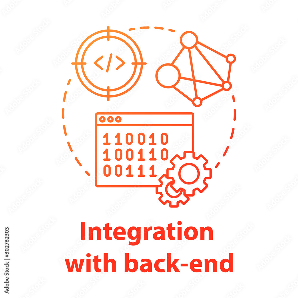 Integration with back-end concept icon. Software development kit idea ...