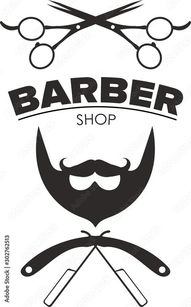 Barbershop simple minimalist logo design with elegant ornament. Barber ...