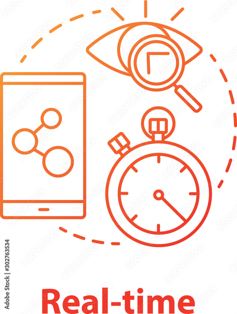 Real-time concept icon. Software development tools idea thin line ...