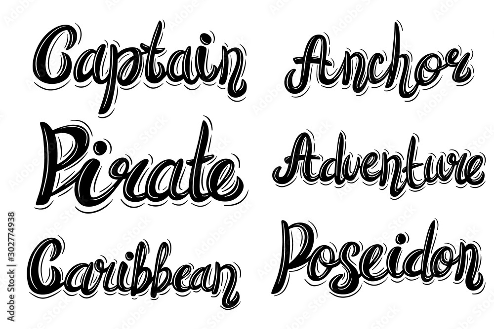 Pirate lettering Set. Lettering phrase in vintage style isolated on ...