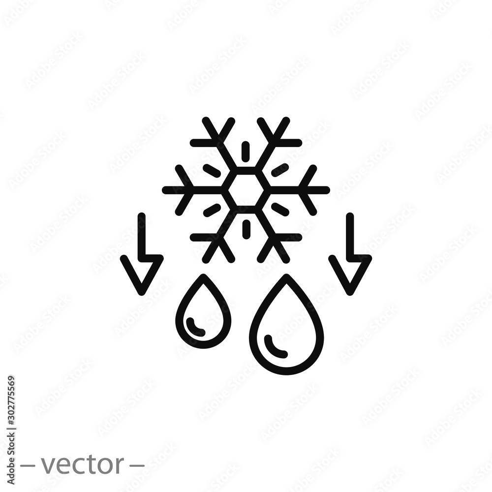 automatic defrost icon, defrosting logo, thin line web symbol on white background - editable ...