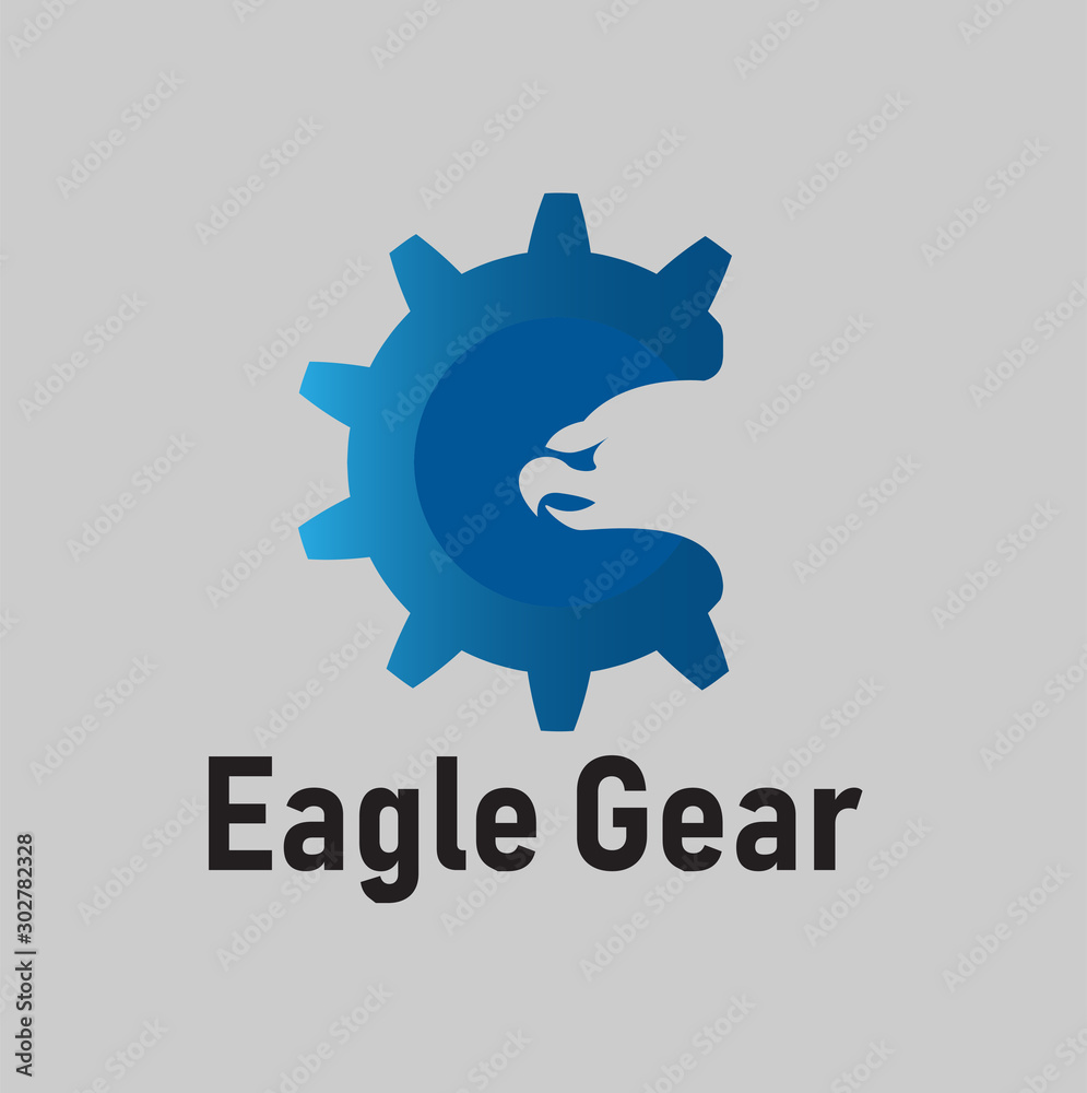 Logo Eagle Gear design template vector. Concept for eagle head on gear ...