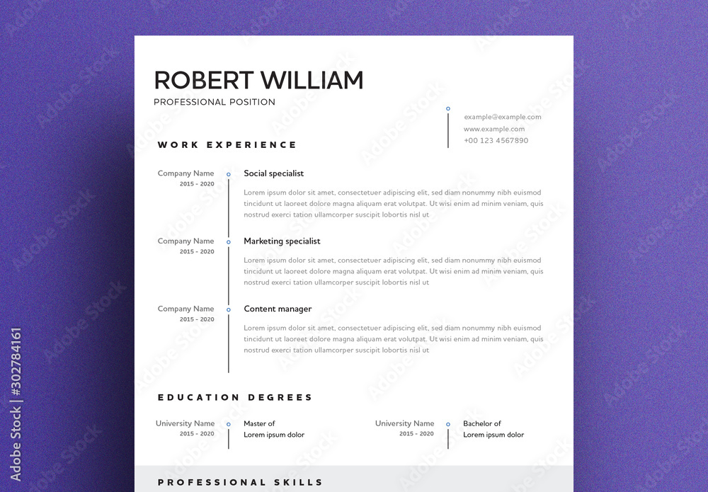 Minimalist Resume Layout with Black and White Accents Stock Template ...
