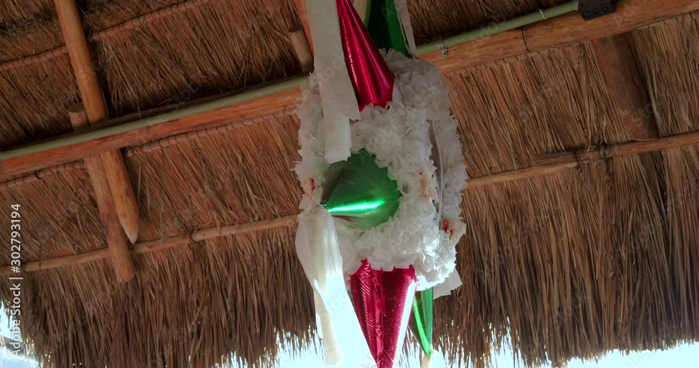 Traditional Mexican Piñata with Mexican Flag Colors and National Coat ...