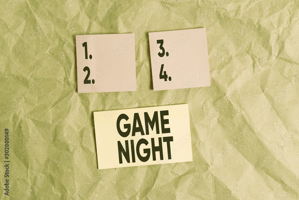 Word writing text Game Night. Business photo showcasing event in which ...